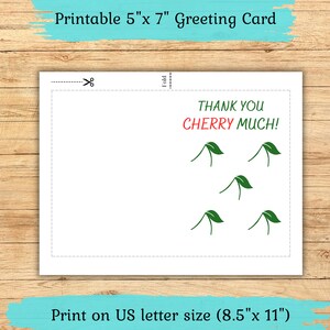Cherry Thank You Note, Thank You Card, Thank You Berry Much Printable ...