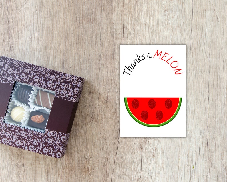 Watermelon Thank You Card, Printable Thanks a Melon Card, Printable ...