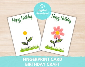 Happy Birthday Cupcake Fingerprint Card L Kid, Toddler, Child L Craft L ...