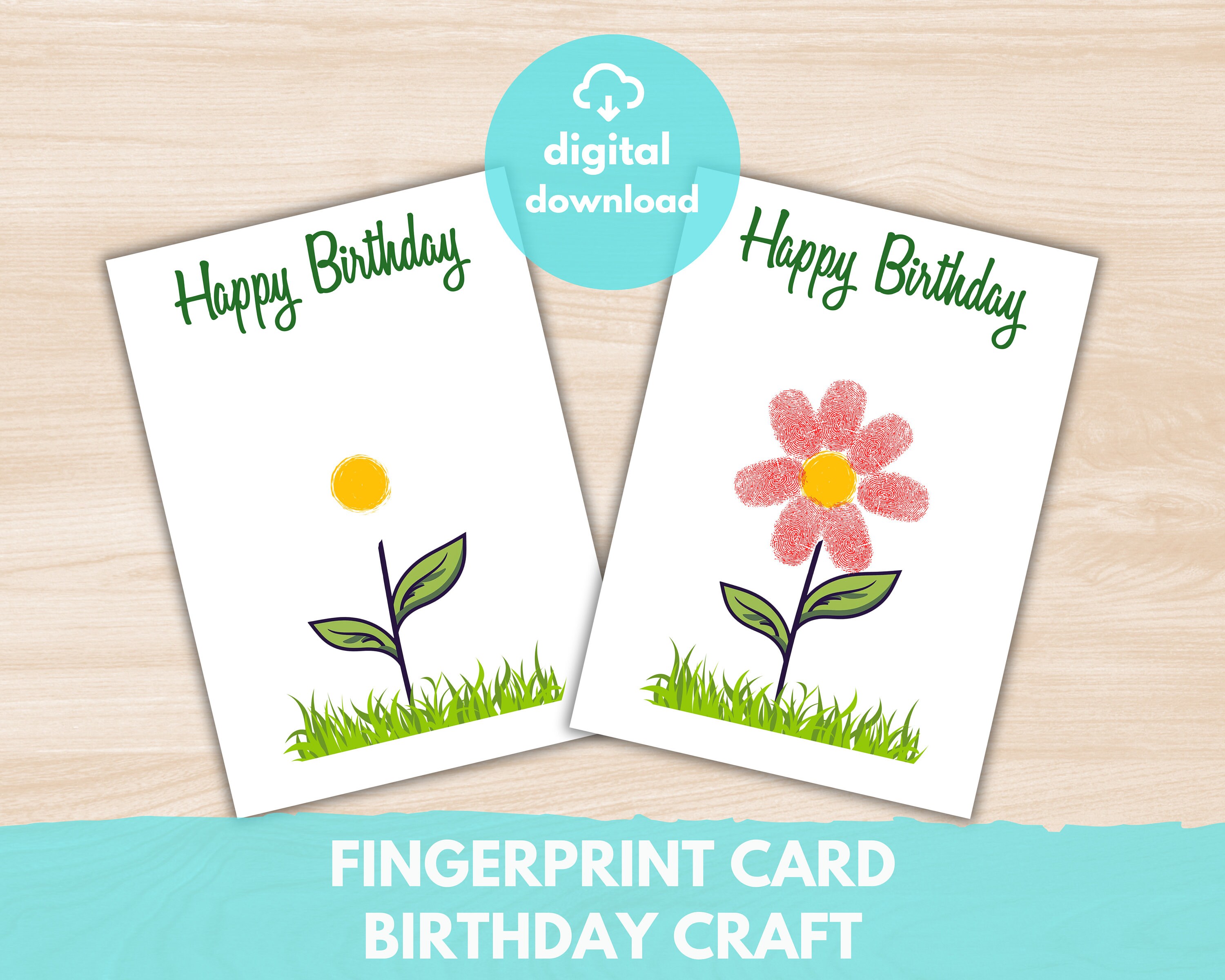 Happy Birthday Flower Fingerprint Card, Kid, Toddler, Child, Craft ...