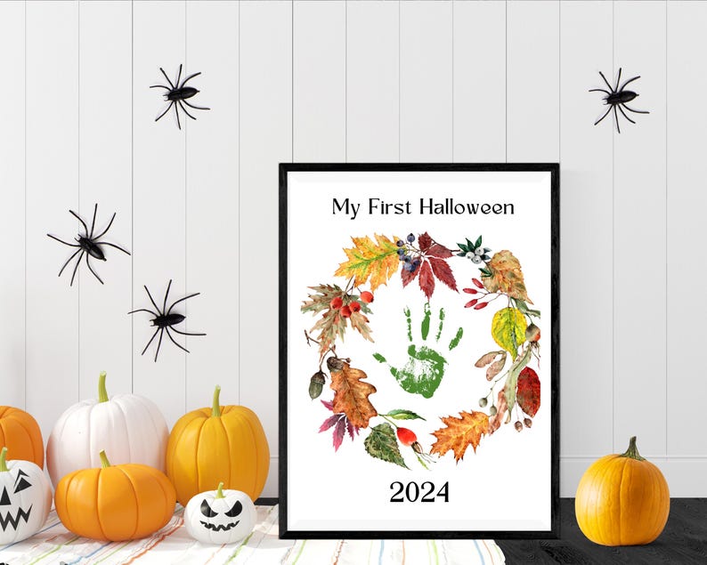 Baby's First Halloween Handprint Craft, Printable | Baby Halloween Art ...