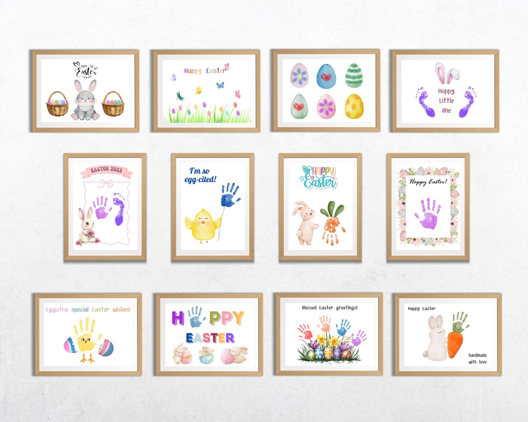 Easter Kids Activities Printable Handprint & Fingerprint Art Bundle Set ...