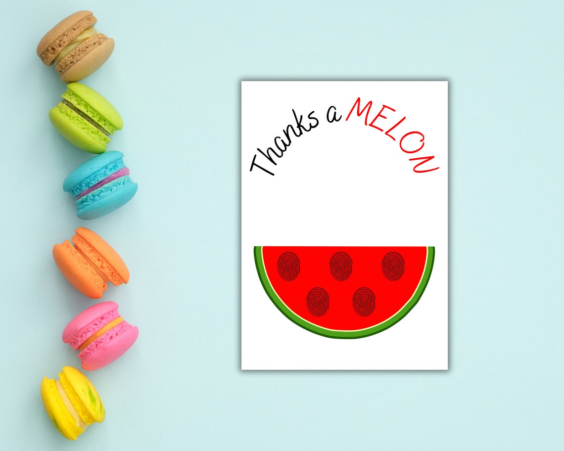 Watermelon Thank You Card, Printable Thanks a Melon Card, Printable ...