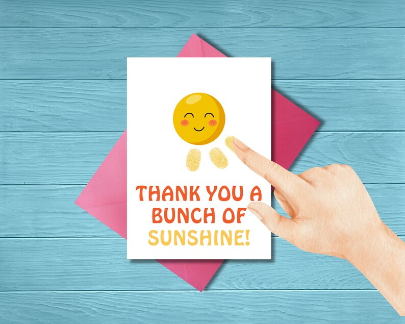 Sun Fingerprint Art, Sun Thank You Card, Thank You Printable ...