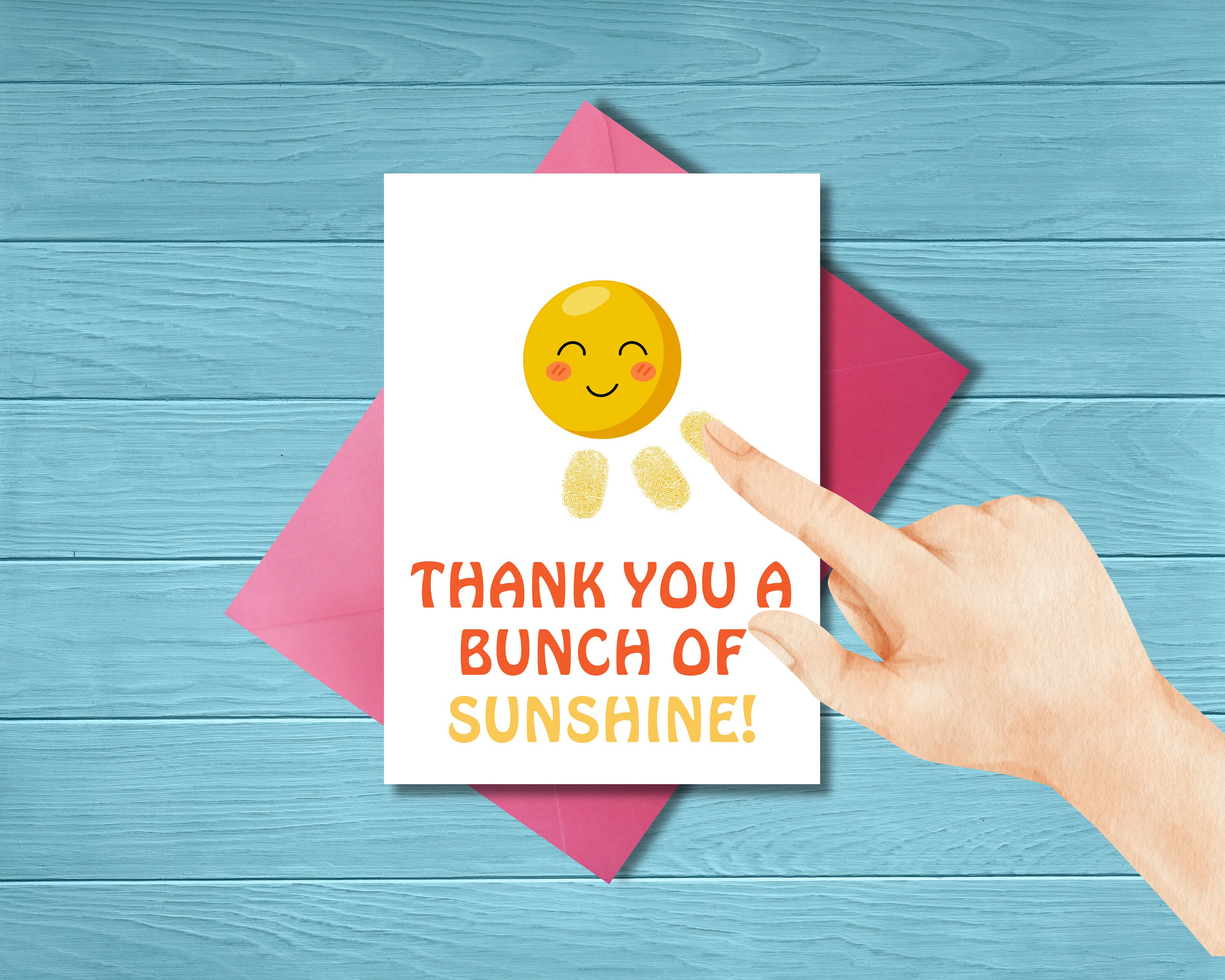 Sun Fingerprint Art, Sun Thank You Card, Thank You Printable ...