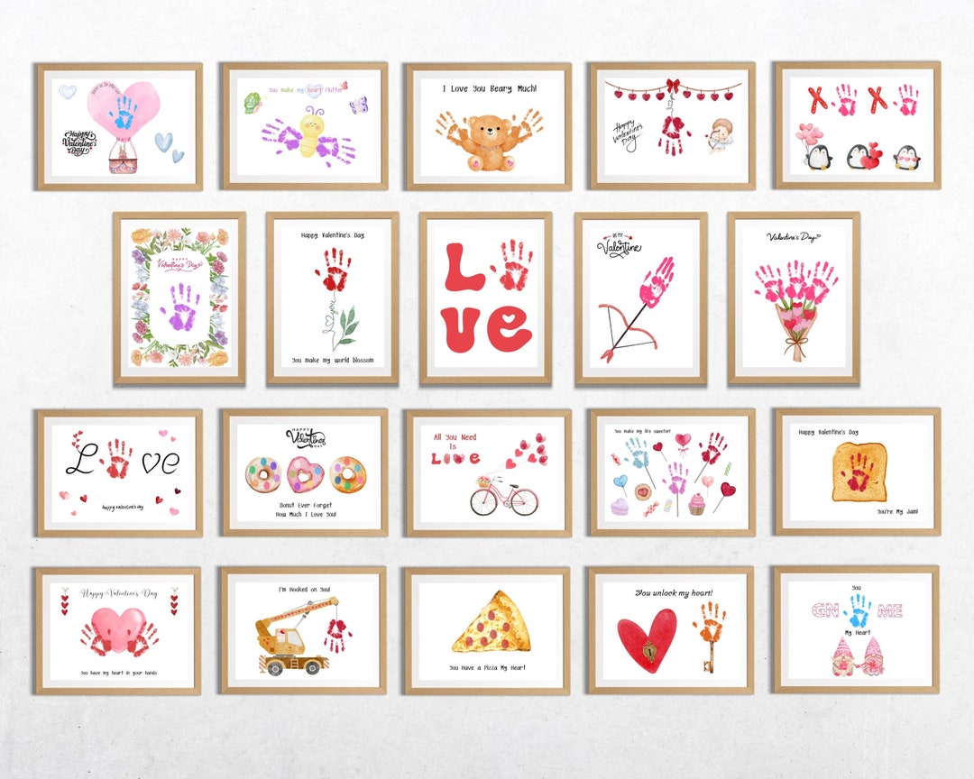 20 Valentine Handprint Art Printable Valentine's Day, Handprint Art ...