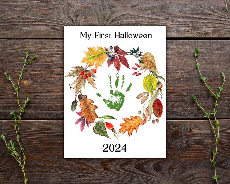 Baby's First Halloween Handprint Craft, Printable | Baby Halloween Art ...