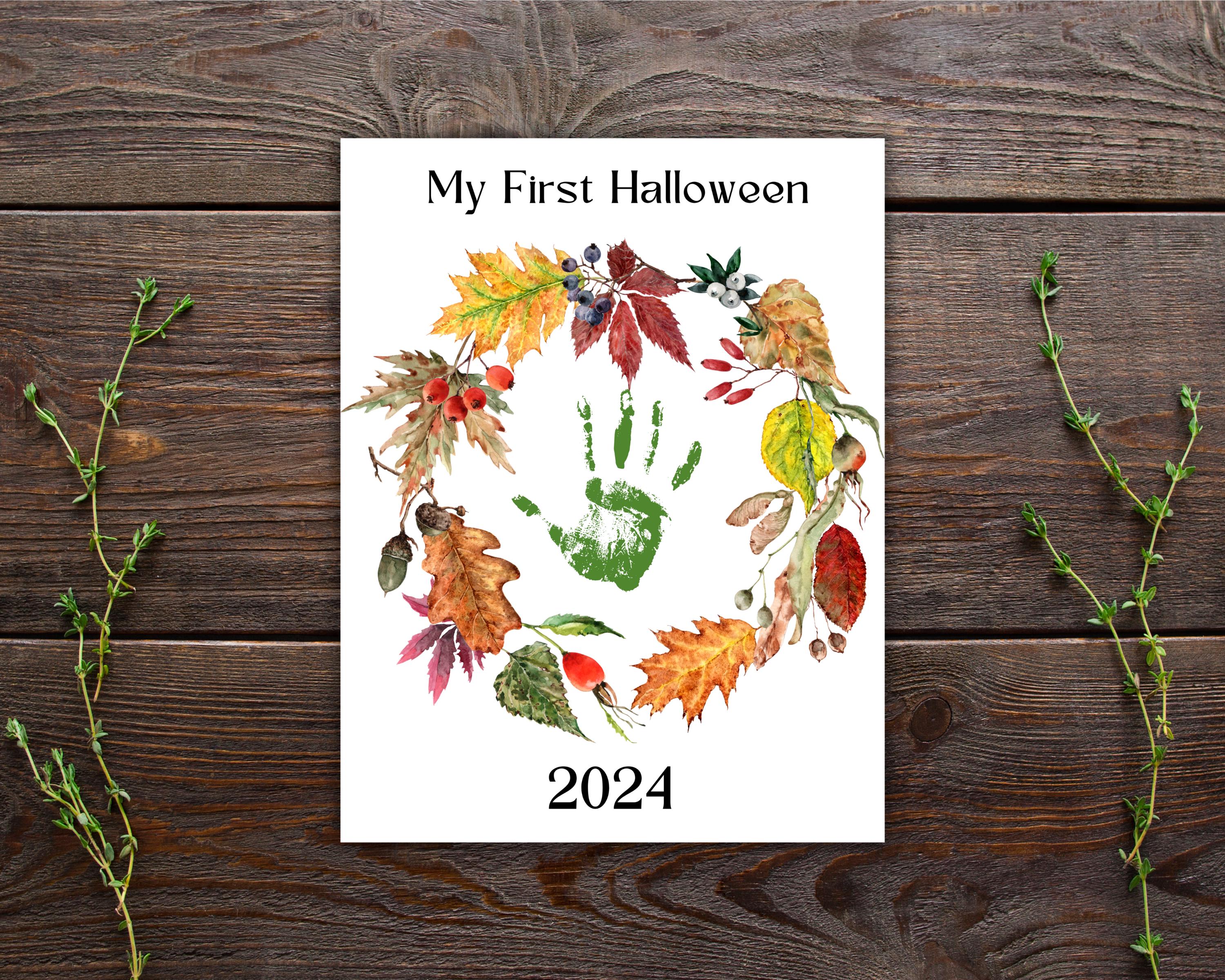 Baby's First Halloween Handprint Craft, Printable | Baby Halloween Art ...