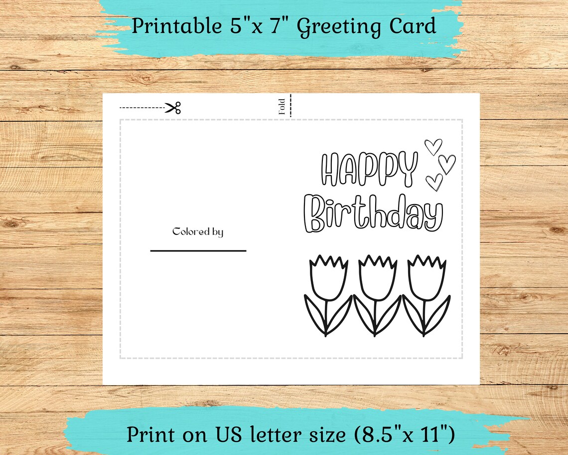 Happy Birthday Coloring Card Flowers Birthday Card Birthday Card For