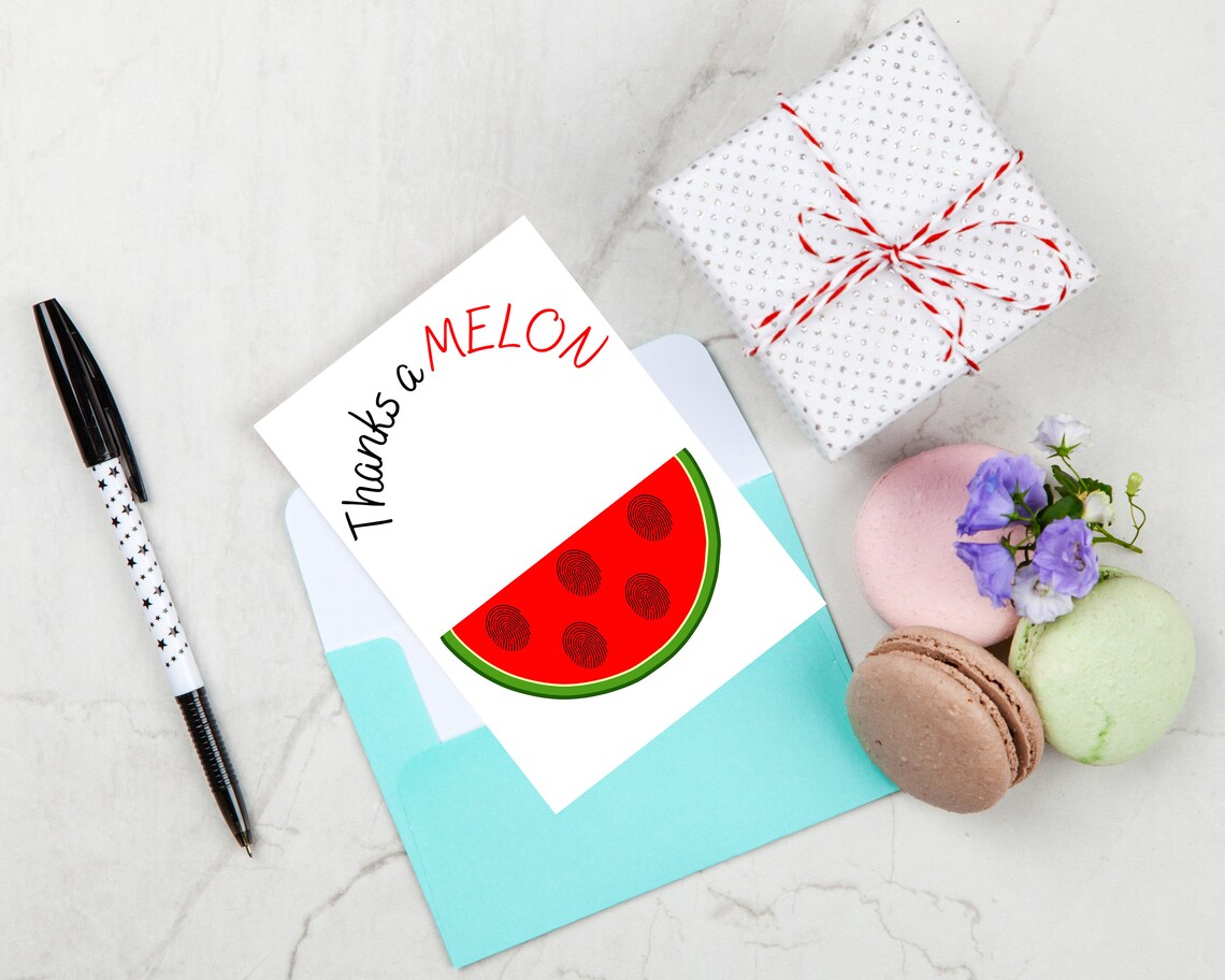 Watermelon Thank You Card, Printable Thanks a Melon Card, Printable ...
