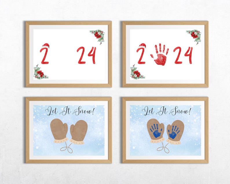 Christmas Kids Activities Printable Handprint & Fingerprint Art Bundle ...