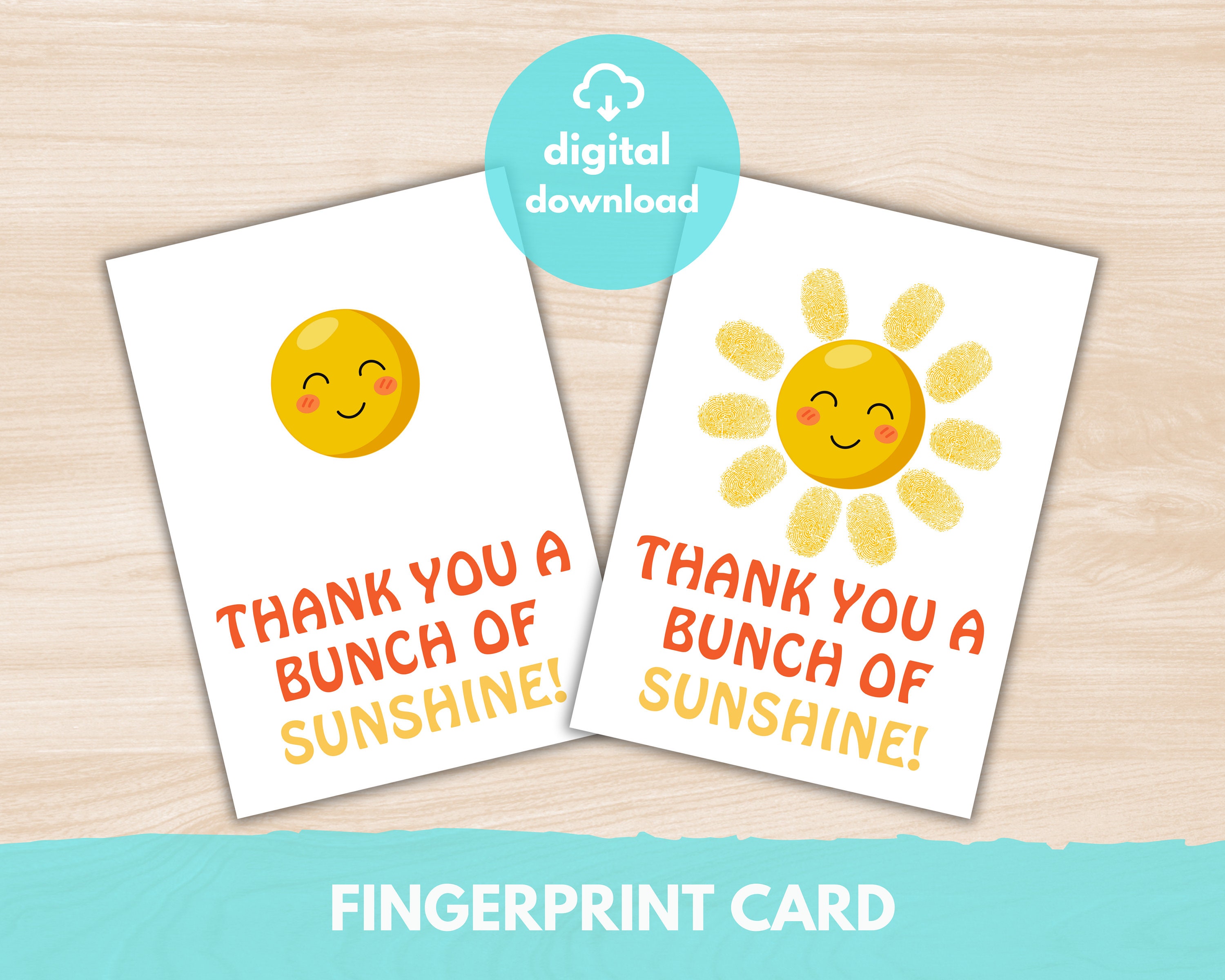 Sun Fingerprint Art, Sun Thank You Card, Thank You Printable ...