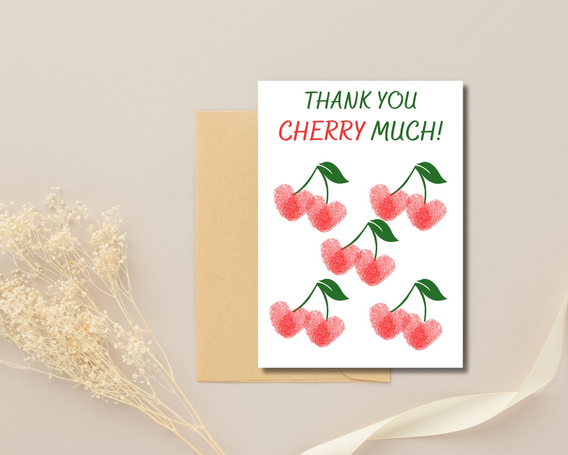 Cherry Thank You Note, Thank You Card, Thank You Berry Much Printable ...