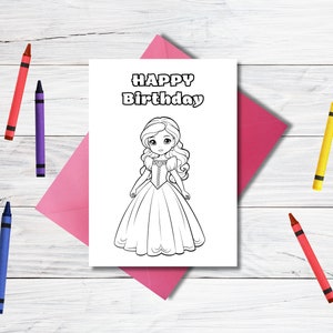 Princess Birthday Card, Instant Download, Kids Birthday Card, Printable ...