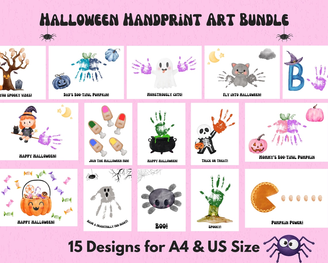 Halloween Handprint Art Bundle | Printable Crafts for Kids | Ghost ...