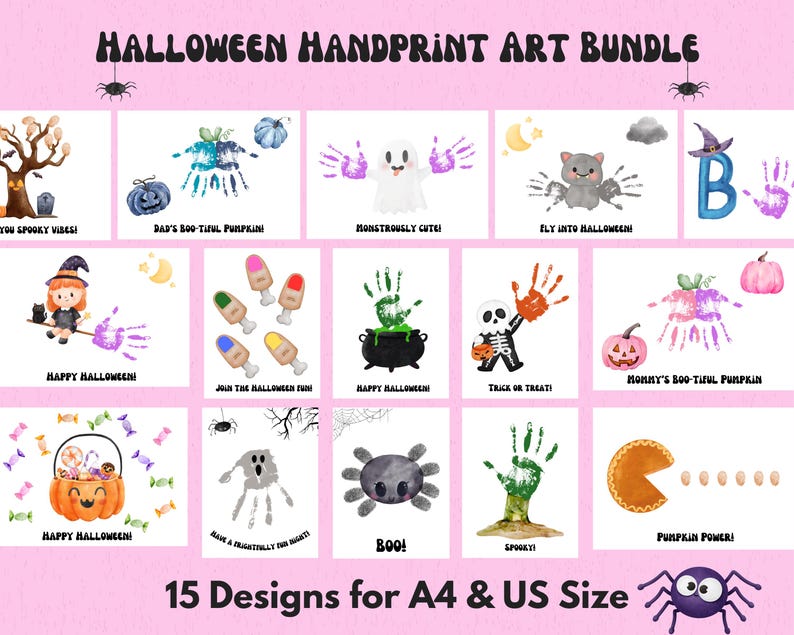 Halloween Handprint Art Bundle | Printable Crafts for Kids | Ghost ...