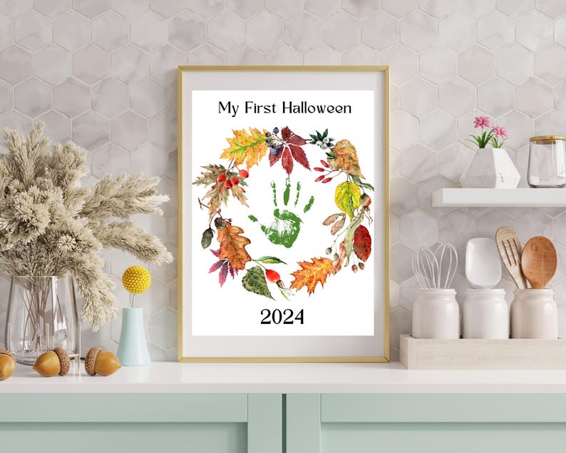 Baby's First Halloween Handprint Craft, Printable | Baby Halloween Art ...