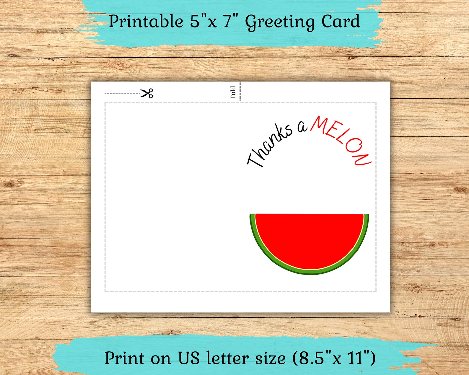 Watermelon Thank You Card, Printable Thanks a Melon Card, Printable ...