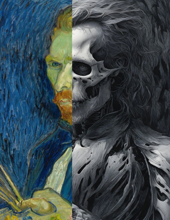 Van Gogh Self-portrait Poster Skeleton Art Gothic Art Reimagined Art - Etsy