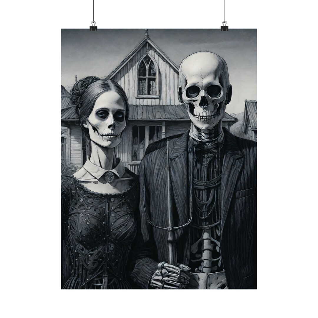American Gothic Poster Skeleton Art Gothic Art Reimagined Art - Etsy