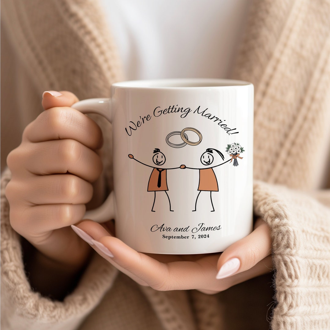 Custom Wedding Mug, Engagement Mug, Wedding Announcement, Wedding Date ...