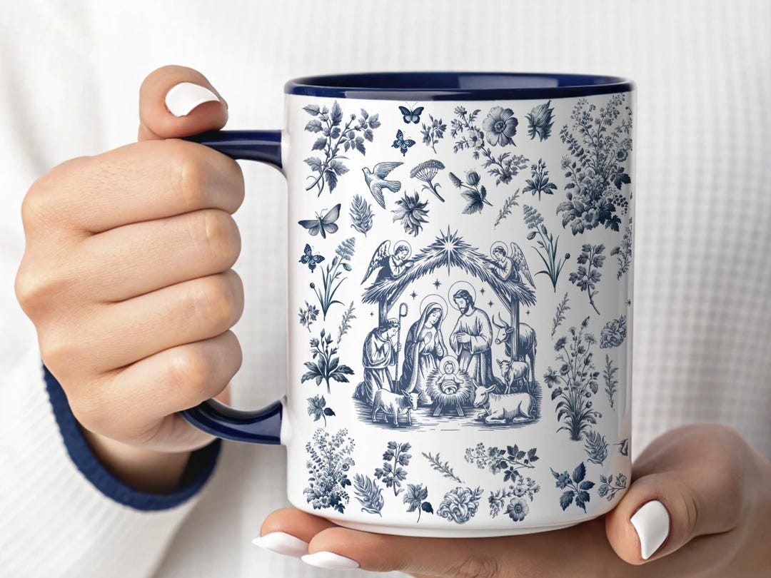 Nativity Scene Mug, Christmas Nativity Mug, Holy Family Mug, French ...