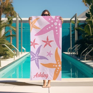 Starfish Custom Beach Towel, Personalized Starfish Beach Towel, Summer Essentials Beach Towel ...
