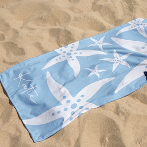 Starfish Custom Beach Towel, Personalized Starfish Beach Towel, Summer Essentials Beach Towel ...