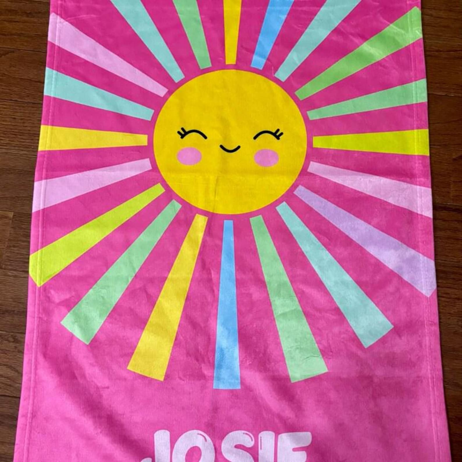 Personalized Rainbow Sun Beach Towel, Kid's Towels With Sun, Sun Beach ...