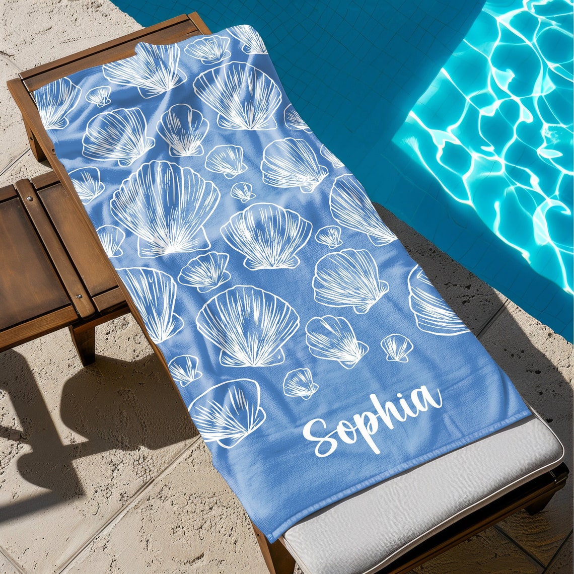 Seashell Custom Beach Towel, Personalized Seashell Bath Towel, Summer ...