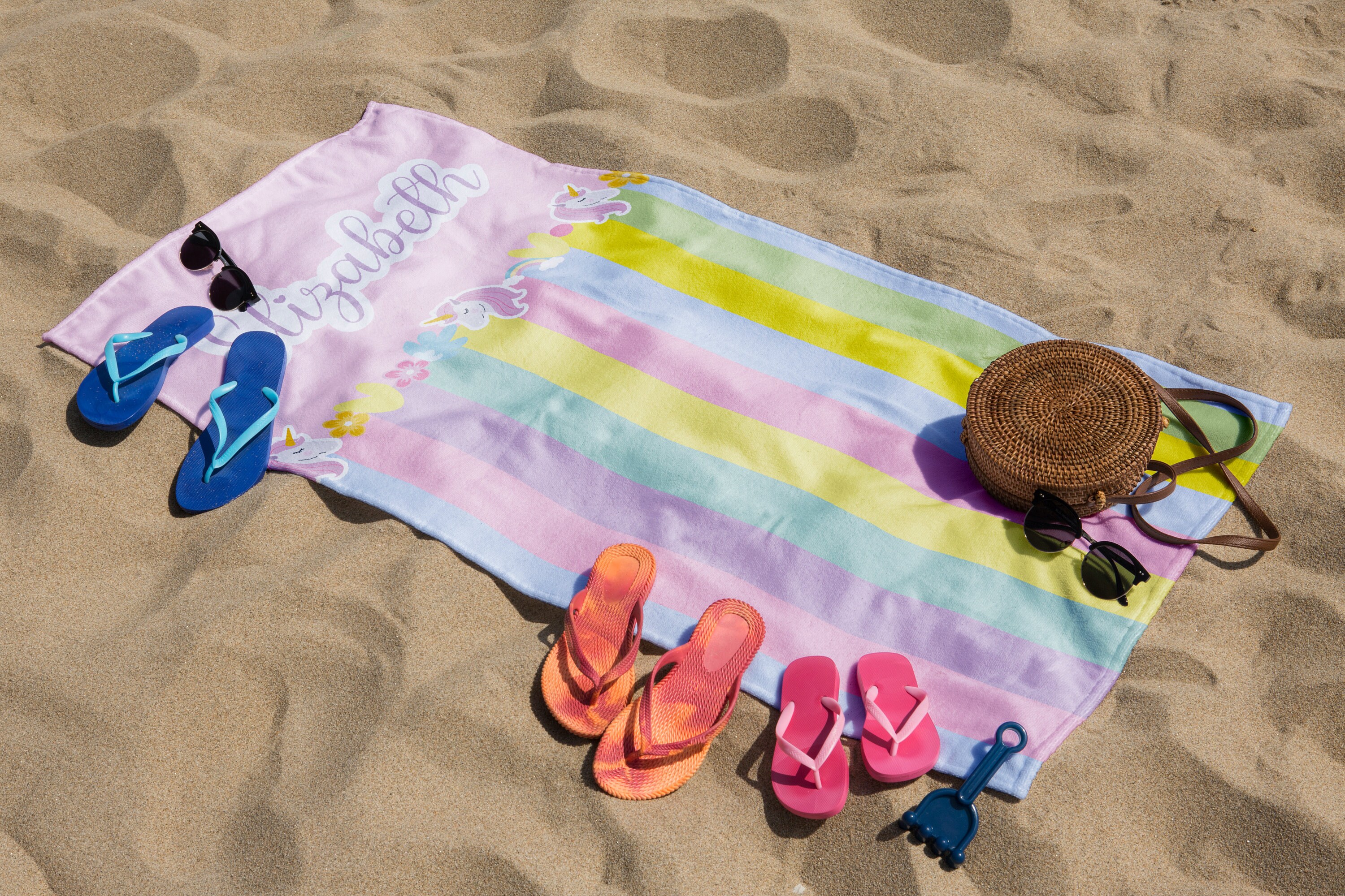 Custom Unicorn Beach Towel, Rainbow Beach Towel, Personalized Beach ...