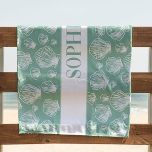 Seashell Custom Beach Towel, Personalized Seashell Bath Towel, Summer ...