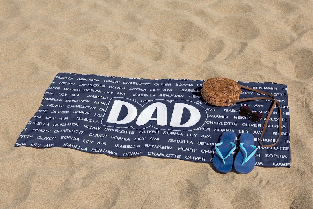 Custom Father's Day Beach Towel With Name, Beach Towel for Dad, Summer ...