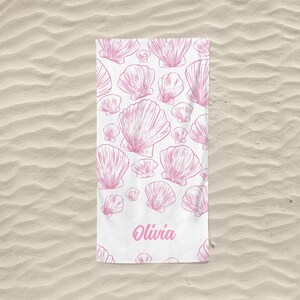 Seashell Custom Beach Towel, Personalized Seashell Bath Towel, Summer ...