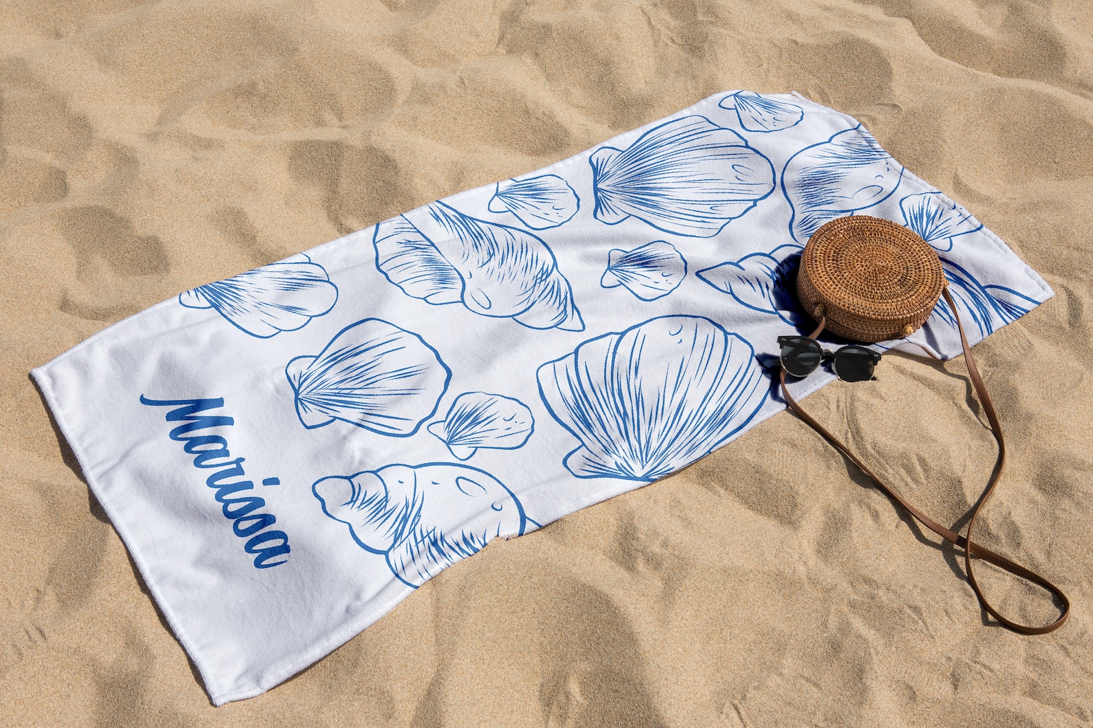 Seashell Custom Beach Towel, Personalized Seashell Bath Towel, Summer ...