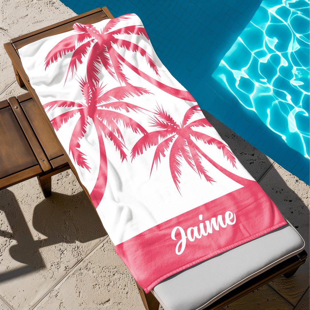Palm Tree Custom Beach Towel, Palm Tree Pattern Beach Towel, Bridesmaid ...