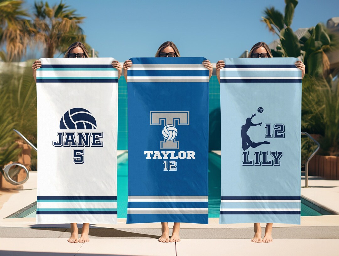 Custom Volleyball Team Beach Towel, Sport Beach Towel, Personalized ...