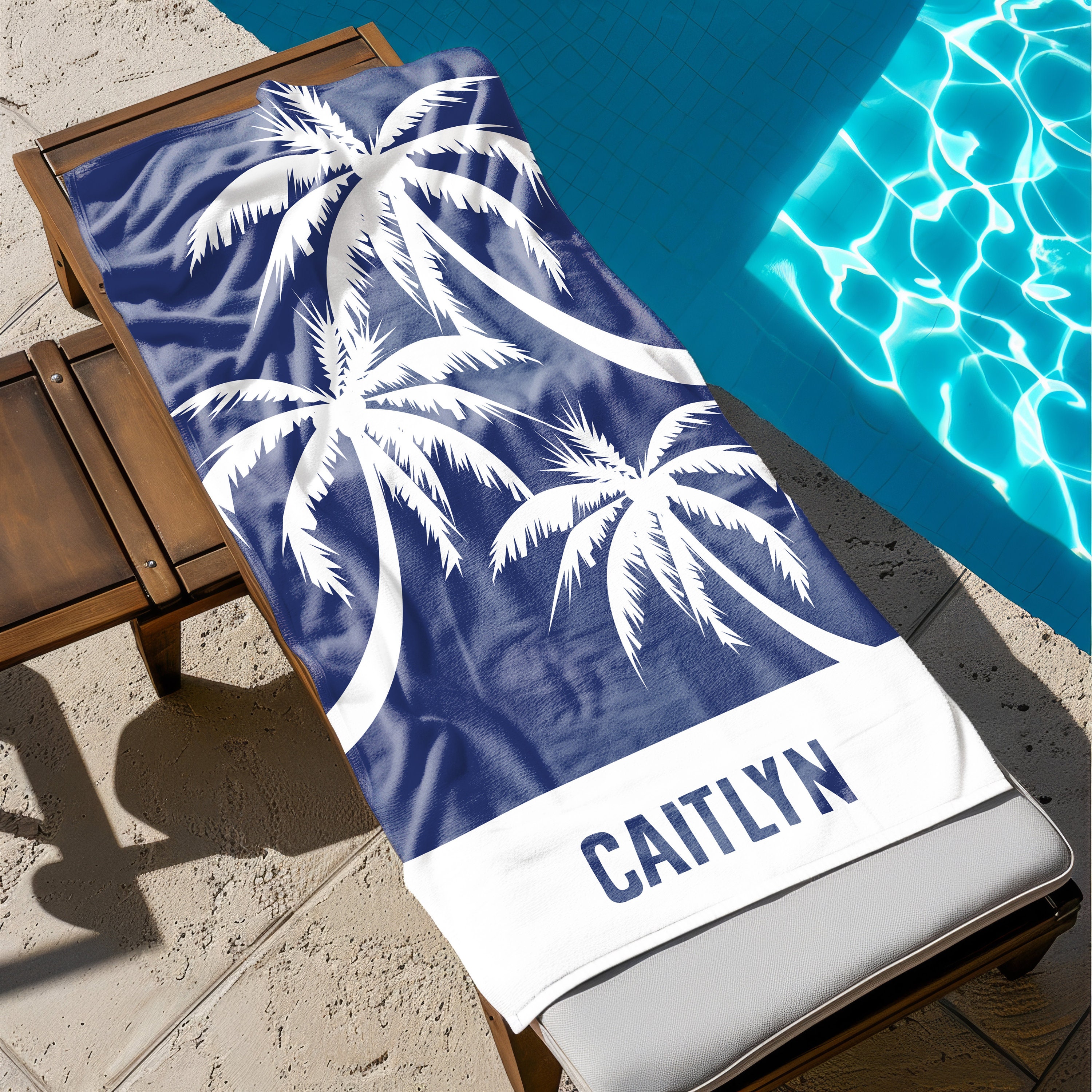 Palm Tree Custom Beach Towel, Palm Tree Pattern Beach Towel, Bridesmaid ...