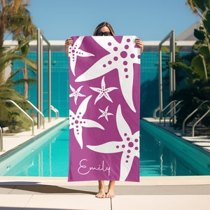 Starfish Custom Beach Towel, Personalized Starfish Beach Towel, Summer Essentials Beach Towel ...