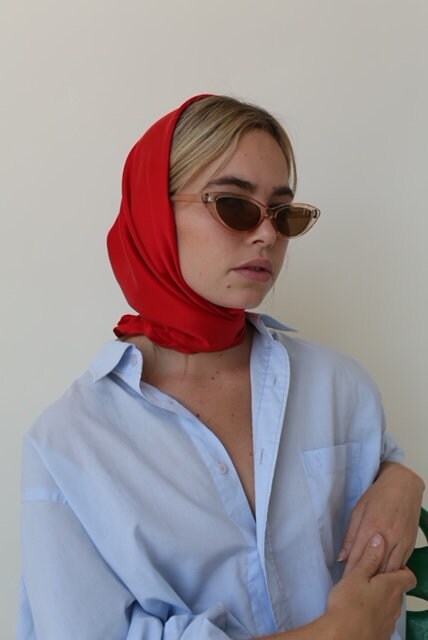 Scarf Accessory Red Silk Scarf for Her Travel Scarf Multi Purpose Scarf ...