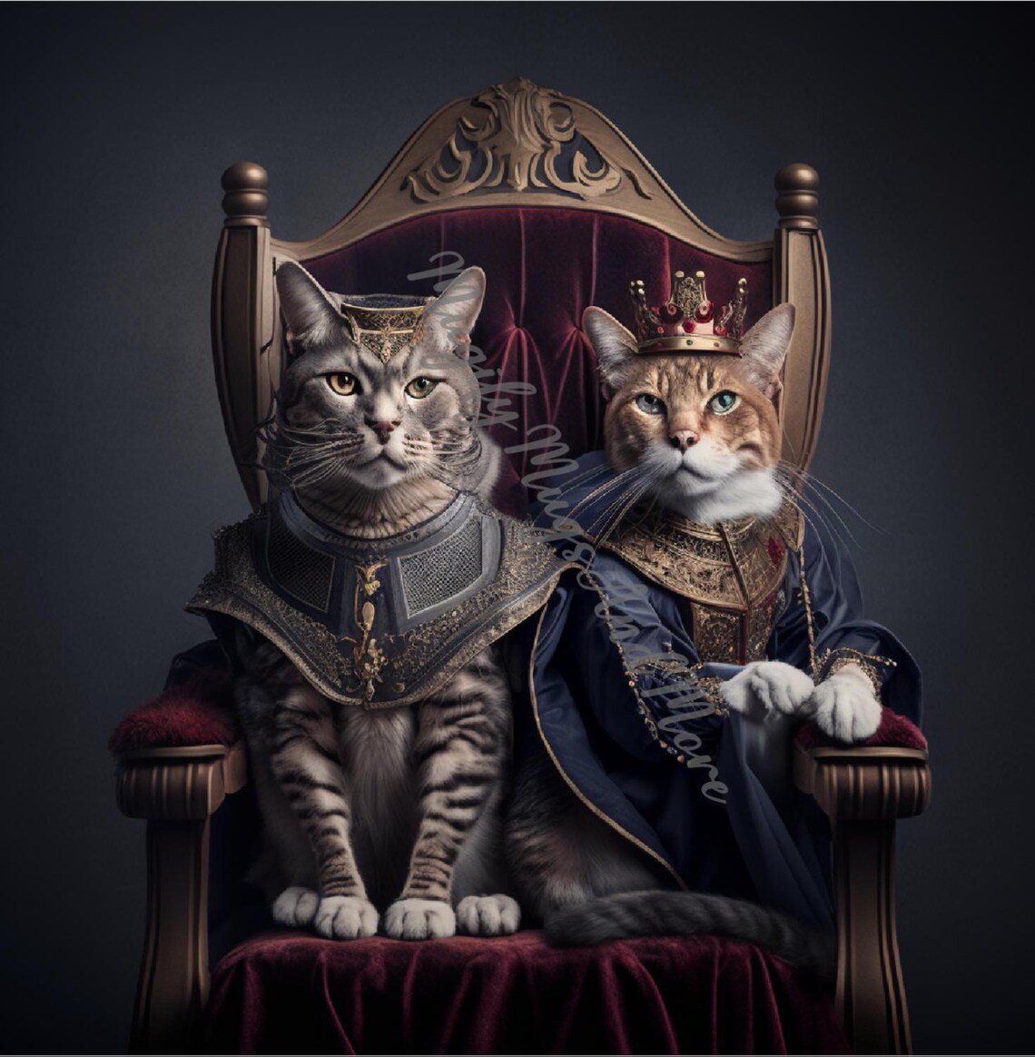 Royal Cats Art, Royal Crown Wall Decor, Living Room Decor, 16x20 Poster ...