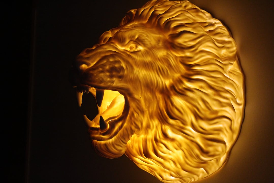 Big Lion Head Wall Lamp, Animal Head Wall Dekor, Home Office Gift ...