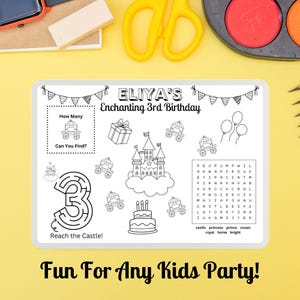 Personalized Princess Castle Birthday Activity Sheet (digital Download ...
