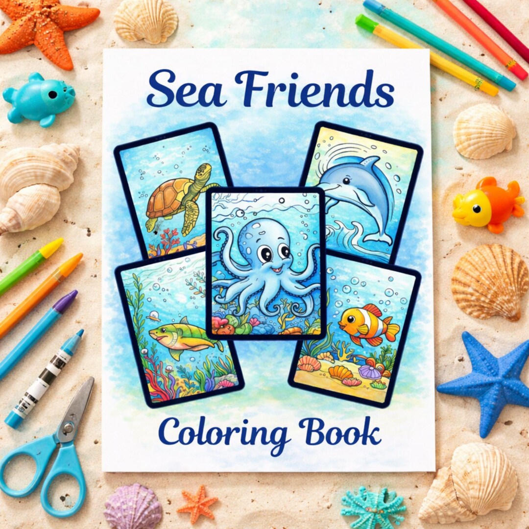 Sea Animals Coloring Book for Kids: Printable Ocean Activity Pages ...