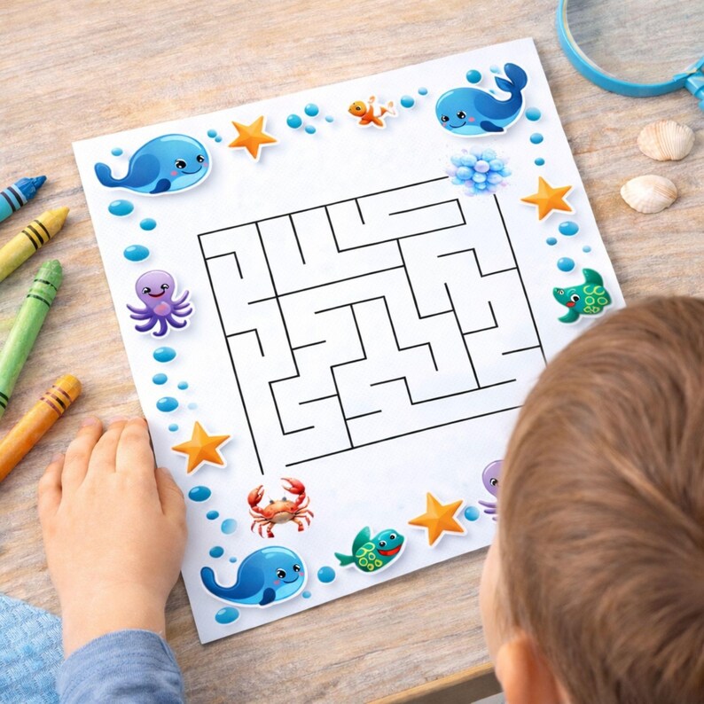 Ocean Life Maze Workbook for Kids | Printable Ocean Mazes | Preschool ...