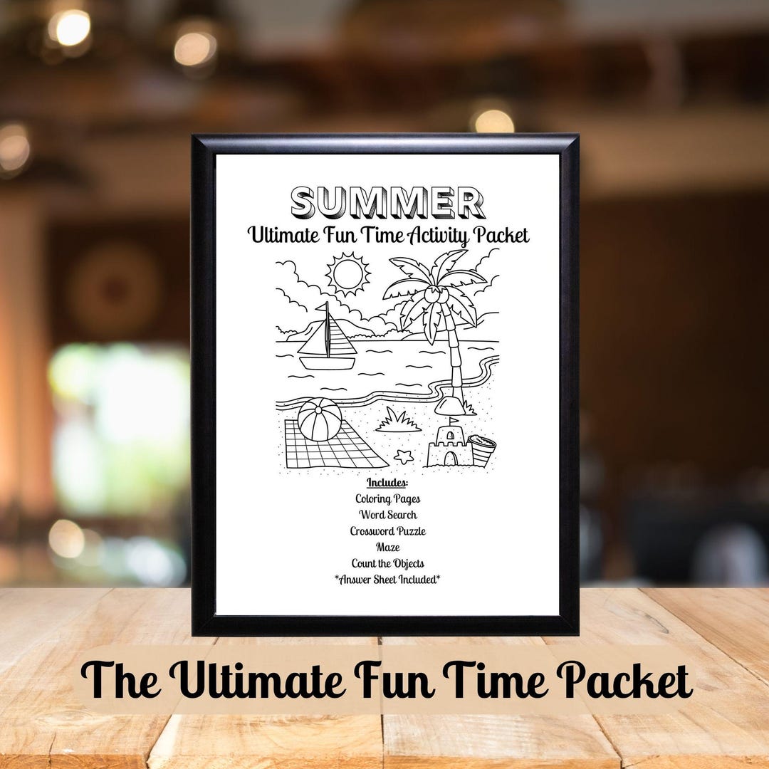 Summer Activity Packet: Kids' Coloring, Puzzles, and Maze (digital ...