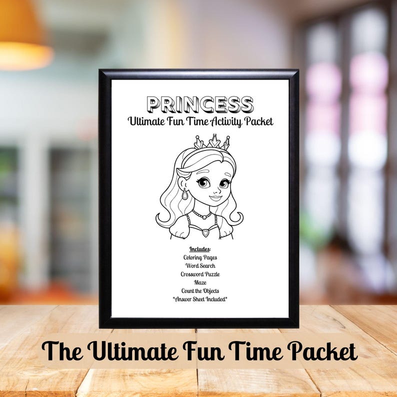 Princess Activity Packet: Coloring Pages, Maze, Word Games (digital ...