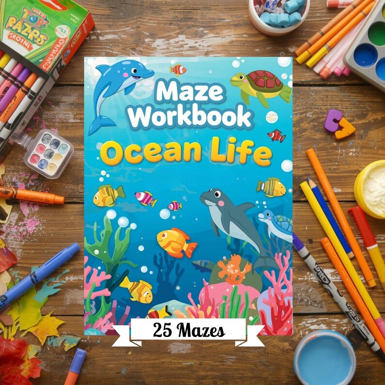 Ocean Life Maze Workbook for Kids | Printable Ocean Mazes | Preschool ...