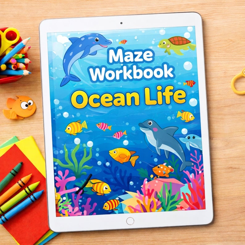 Ocean Life Maze Workbook for Kids | Printable Ocean Mazes | Preschool ...
