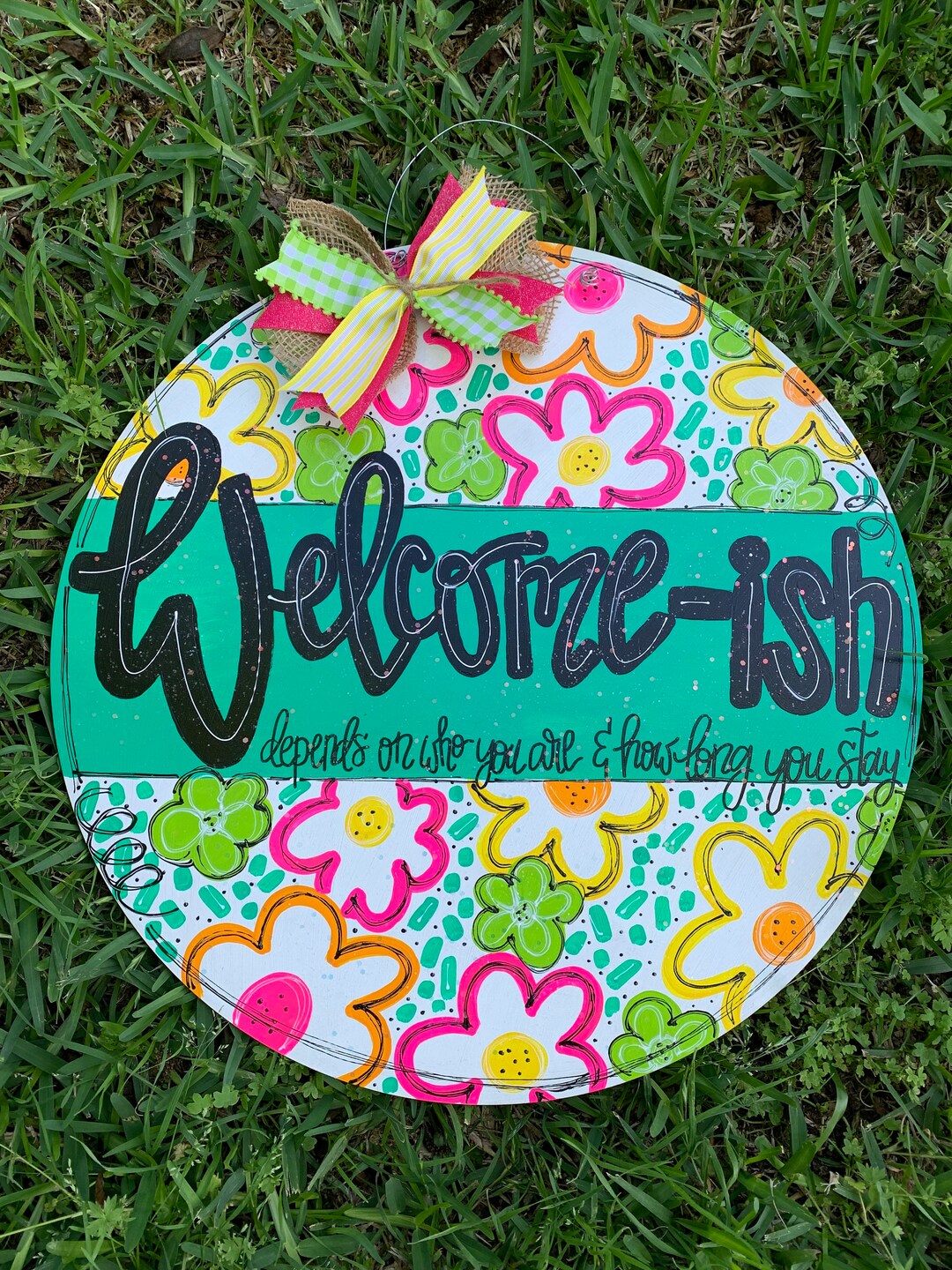 Welcome Door Hanger - Floral Door Hanger - Spring Door Hanger - Porch ...
